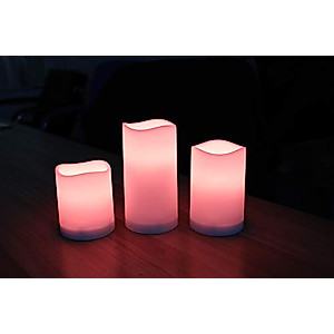 WRalwaysLX Flameless Candles with Timer, Colour Changing LED Candles with Remote Control,Battery Candles Outdoor and Indoor Home Decor, Set of 3, 2.5" D X H3/4/5 by 3AAA Batteries(not Included)