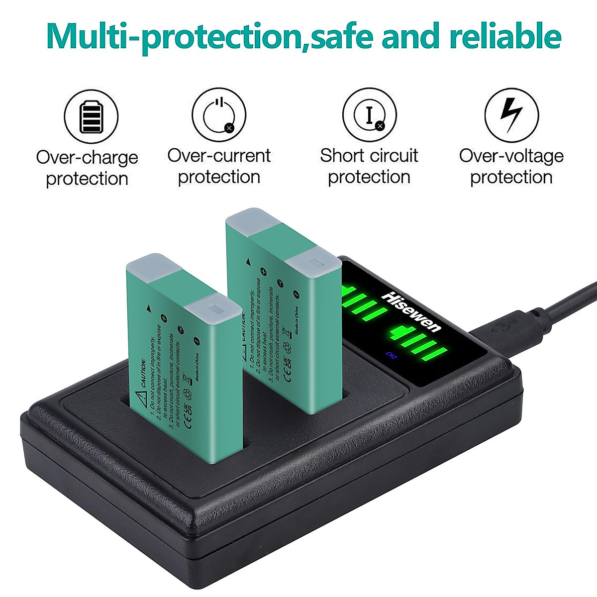 Hisewen NB-13L Battery 2 Pack and Dual USB Charger for Canon PowerShot G7 X Mark II, G7 X, G1 X Mark III, G5 X, G9 X, G9 X Mark II, SX620 HS, SX720 HS, SX730 HS, SX740 HS