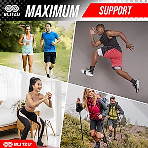 BLITZU Ankle Brace for Women, Men, Plantar Fasciitis Relief, Achilles Tendonitis Brace for Sprained Foot, Ankle Compression Sleeve with Strap Black XL