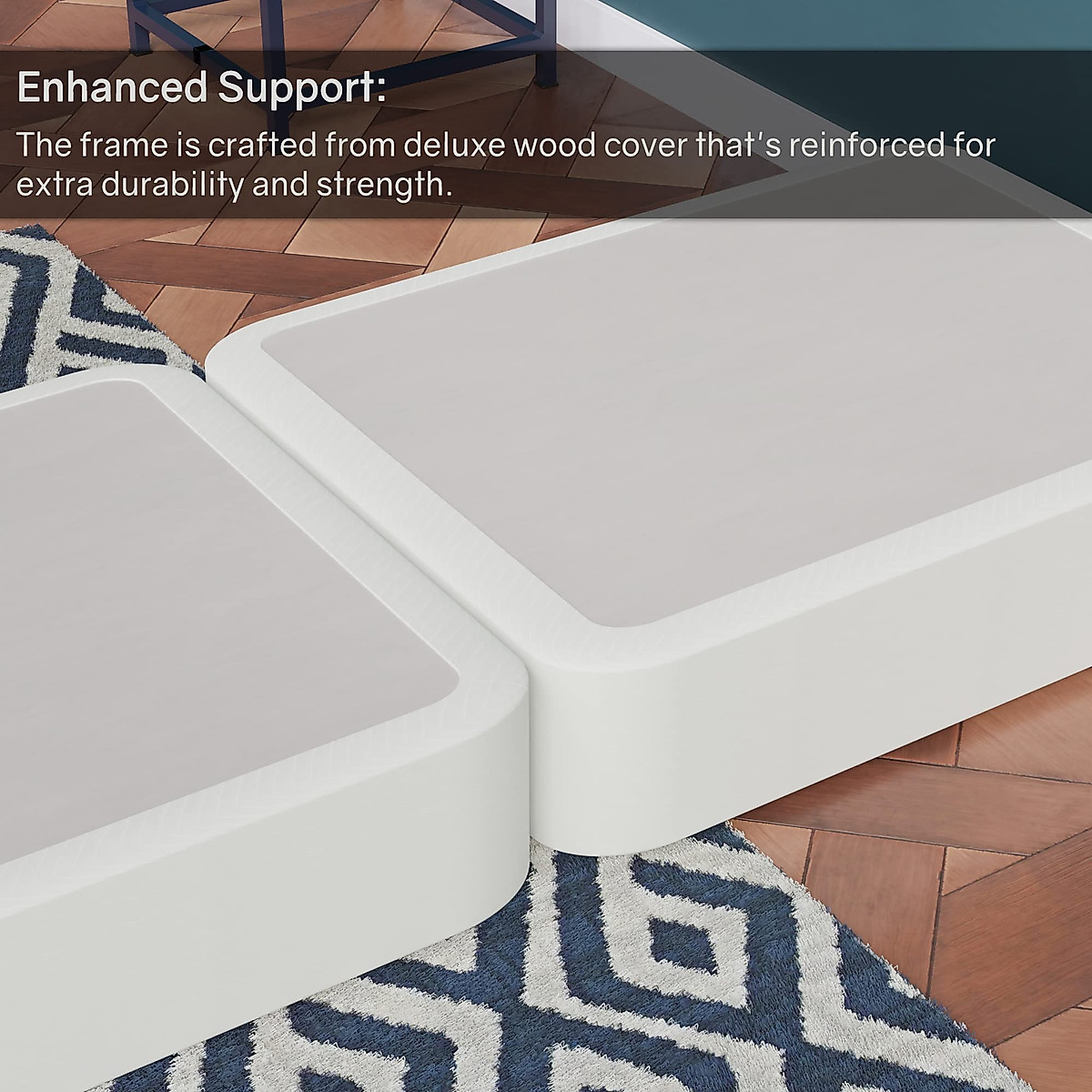 Continental Mattress 4" Split Wood Traditional Box Spring/Foundation for Mattress, Twin, White