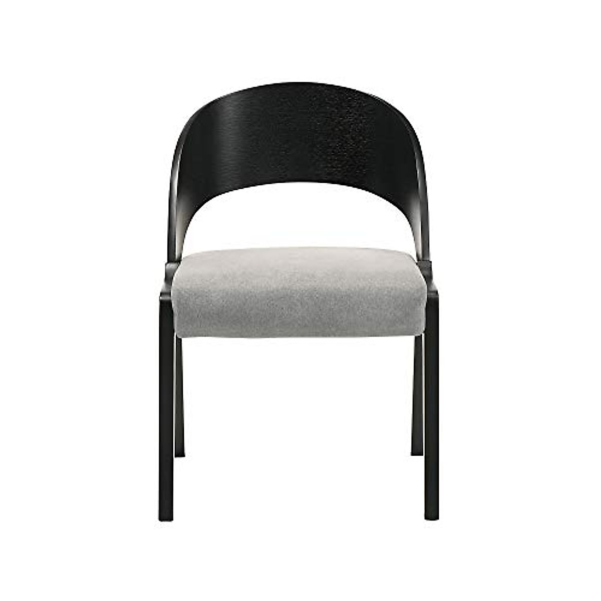 Armen Living Polly Mid-Century Modern Dining Accent Chairs Finish Fabric-Set of 2, 20" Wide, Black/Grey