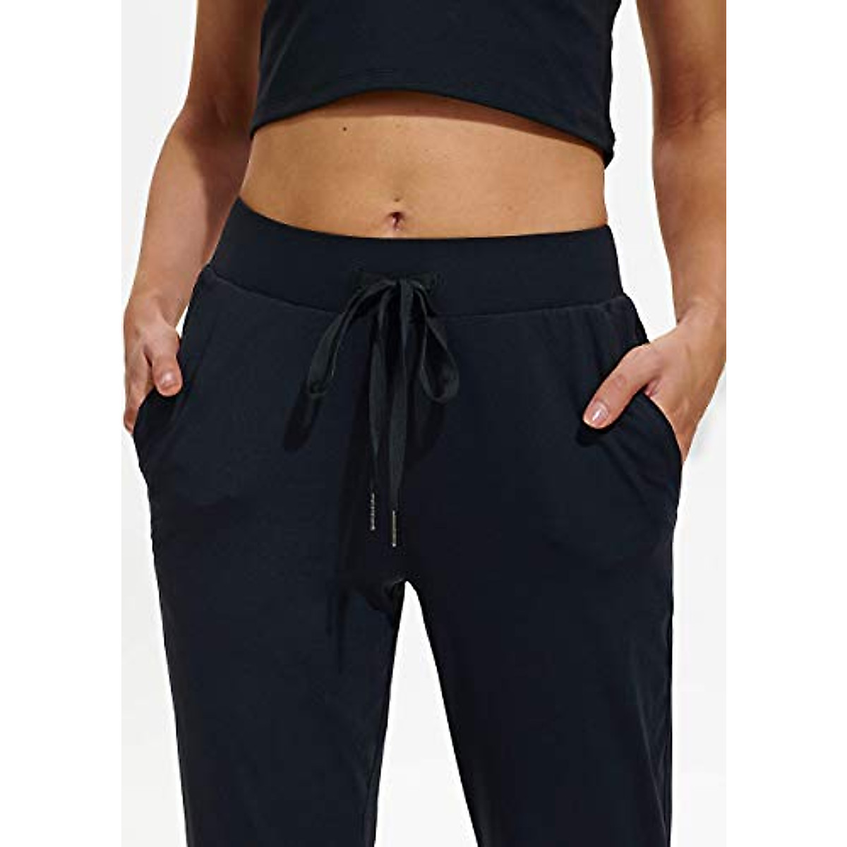 Libin Women's Joggers Pants Athletic Sweatpants with Pockets Running Tapered Casual Pants for Workout,Lounge, Black L