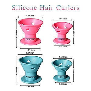 40 Pcs Magic Hair Rollers, Smilco Silicone Hair Curlers Set Including 20 Large and 20 Small for Women Girls (Pink&Blue)