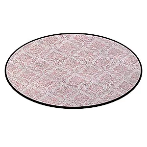 Ba Pink Pale Pink Round Area Rug Blush Computer Desk Mats for Office Chair Diameter 4 ft