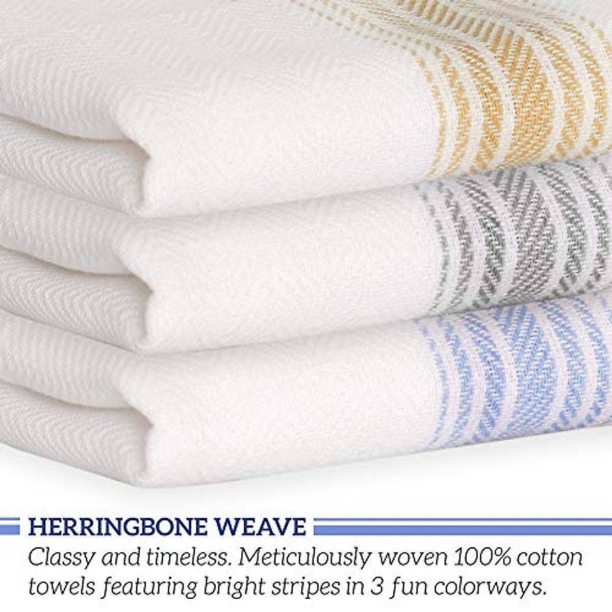 GREEN LIFESTYLE 12 Pack Kitchen Towels 15x25-100% Natural Cotton Dish Cloths, Reusable Cleaning Rags, Super Absorbent, Machine Washable Kitchen Towel Set