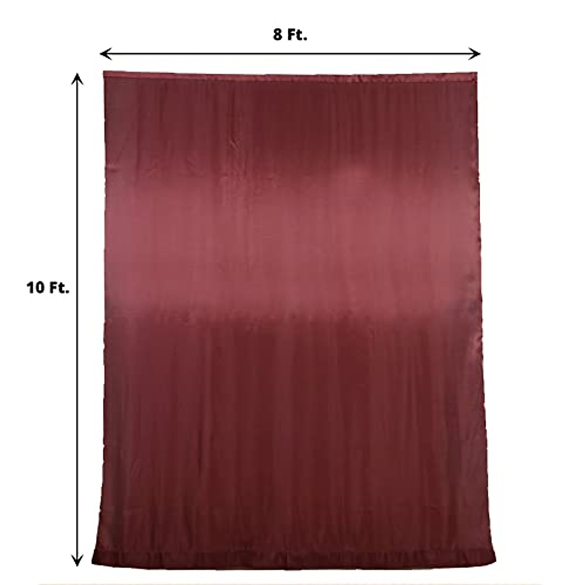 Efavormart 8ftx10ft Burgundy Satin Curtain Panel Backdrop Drapes, Photo Booth Backdrop with Rod Pocket