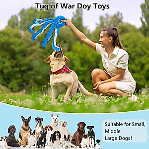 Eneston Large Squeaky Dog Toys Octopus Stuffed Puppy Toys- Tug of War Dog Toys Interactive Plush Dog Chew Toys for Small, Medium and Large Dogs