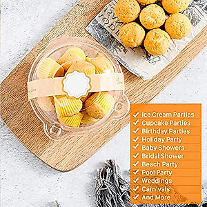 400 Cupcake Containers Plastic Disposable - Plastic Individual Cupcake Holders Single Clear Cupcake Case Boxes Stackable Muffin Pods High Dome with Lids for Parties Cake Muffin Fruit