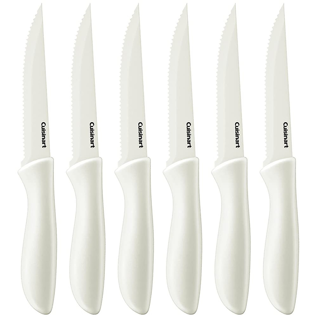 Cuisinart C55-6PCSW Advantage Ceramic Coated Serrated Steak Knife 12 Pieces Set White