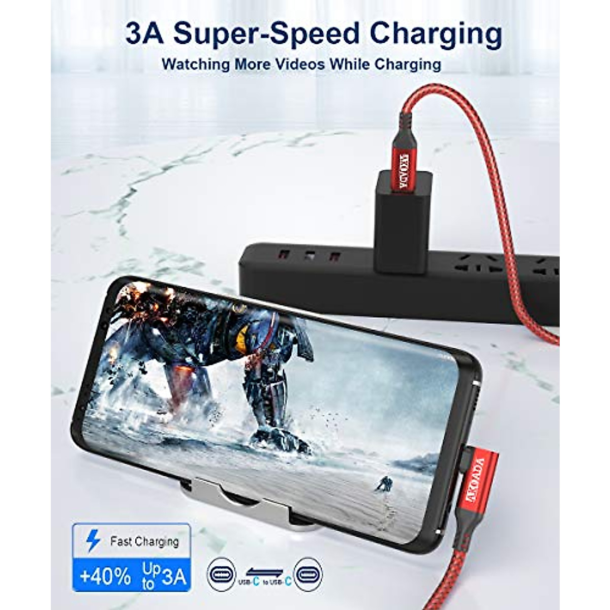 2 Pack Right Angle USB C to USB C Cable (6.6ft,60W), Type C 90 Degree Nylon Braided Fast Charging Cable for MacBook Pro,iPad Pro, Samsung Galaxy S20 Note 20,Google Pixel 4 3 XL (Red)