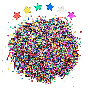 7 Ounces Rainbow Star Confetti for Table, Metallic Glitter Foil for Birthday, Balloons, Arts & Crafts, Wedding (0.1 In)