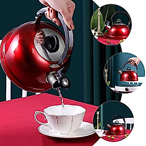 Cabilock Tea Kettle Electric 3L Stainless Steel Tea Kettle Whistling Kettle Sound Water Kettle Stovetop Teapot Boiling Kettle Water Boiler for Gas Stove Stovetop Pour Over Coffee Kettle