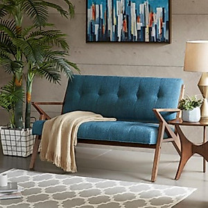 Ink+Ivy Rocket Accent Loveseat - Solid Wood, All Foam Two Deep Seat Settee Mid-Century Short Sofa - Retro Accent Loveseat For Living Room