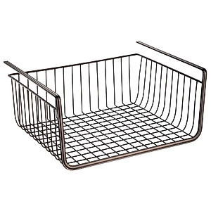 iDesign York Metal Under Shelf Storage Basket Storage Organizer for Kitchen, Bathroom, Office, Bronze