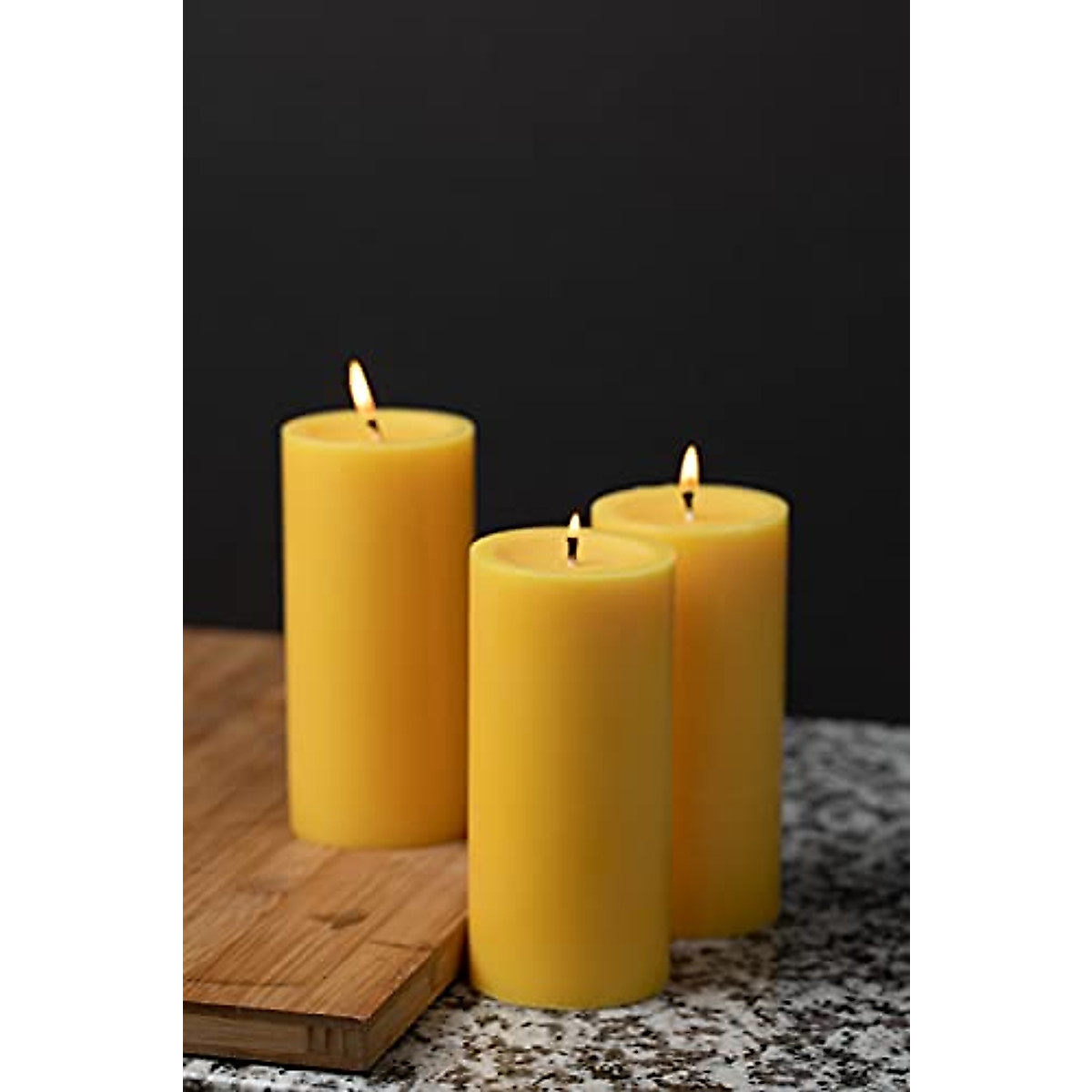 Richland Set of 3 Yellow Pillar Candles 3" x 6" Unscented Dripless for Weddings Home Holidays Relaxation Spa Church