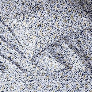 Amazon Basics Lightweight Super Soft Easy Care Microfiber 3 Piece Bed Sheet Set with 14-Inch Deep Pockets, Twin, Blue Floral