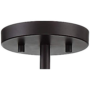 Franklin Iron Works Trey Farmhouse Rustic Close to Ceiling Light Semi Flush Mount Fixture 16" Wide 4-Light Bronze Woodgrain Drum Shade for Bedroom Hallway Living Room Dining Room Bathroom Kitchen