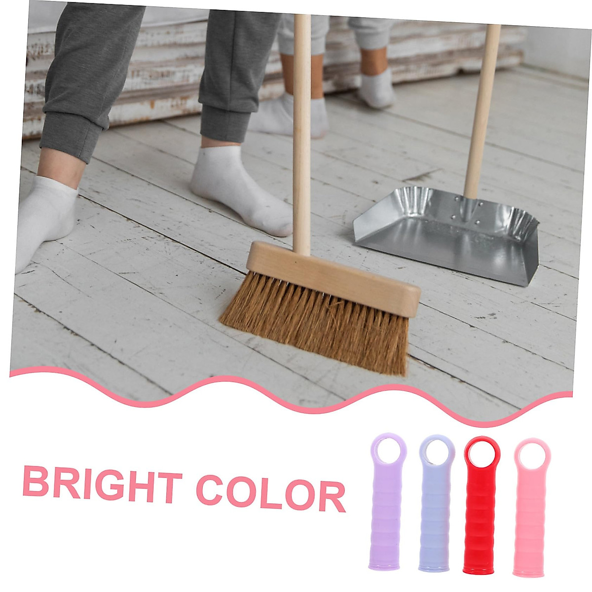 SOESFOUFU 4pcs Mop Rod Sleeve Dustpan Handle Grip Replacement Dustpan Handle End Cap Clothesline Stick Replacement End Cap Commercial Broom Handles Clothesline Pole Handle End Cap Plastic