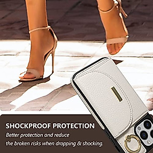 Keallce Case for iPhone 13 Pro Max 6.7'' 2021, Flip Wallet Case with Card Slots, Ring Stand Holder Kickstand, Folio Leather Protective Phone Cover for Women Compatible with iPhone 13 Pro Max 5G, Beige