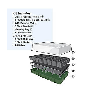 Burpee XL Self-Watering Growing System Indoor Seed Starting 10" W x 20" L x 5" H, 1 Kit (32 Cells)