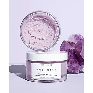 HERBIVORE Amethyst Exfoliating Gemstone Body Scrub – Crushed Amethyst & Epsom Salt, Hydrate & Exfoliate, Plant-based, Vegan, Cruelty-Free, 6.6 oz
