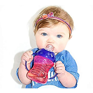 Nuby Plastic 2-Pack No-Spill Super Spout Grip N' Sip Cup, Red and Blue