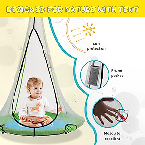 SkyBound Tree Swing Saucer Swing - 600LB Weight Capacity - Outdoor Swing with Hanging Straps - Waterproof Tree Swings for Kids - Tire Swings for Trees - Durable Flying Swing Seat for Children