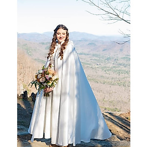 BEAUTELICATE Women's Wedding Hooded Cape Bridal Cloak Poncho Full Length Light Ivory