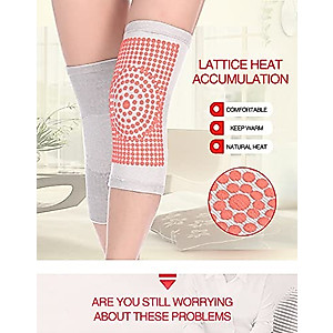 1 Pair Self Heating Support Knee Brace Warm for Arthritis Joint Pain Relief and Injury Recovery Knee Pads (Light Grey,L)