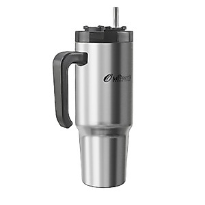 OUTDOORS PROFESSIONAL OUTD9034 30-Oz. Stainless Steel Double-Walled Insulated Tumbler with Straw (Stainless Steel)