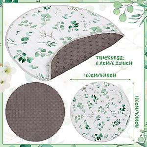 Wesiti Baby Play Mat Non Slip 40 x 40'' Large Baby Activity Mat Round Tummy Time Washable Foldable Floor Pads for Infant Nursery Room Indoor Outdoor(Eucalyptus Leaf)