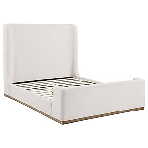 Coaster Home Furnishings Nala Contemporary Boucle Upholstered Eastern King Size Sleigh Bed Frame Platform Bed 57-inch Headboard Cream 302046KE