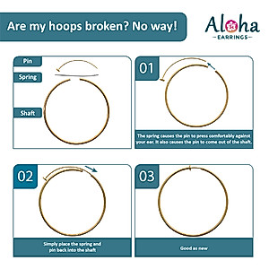 Clip On Spring Hoop Earrings for Non-Pierced Ears (17mm, Gold-Tone)