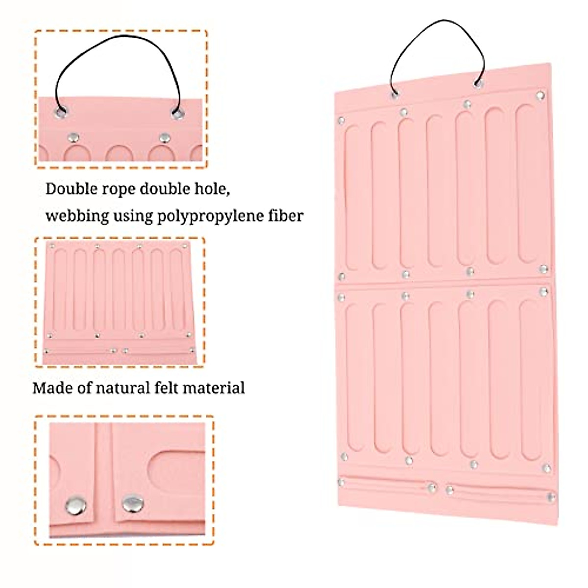 Aohuada Headband Holder for Girls Hair Bows, Baby Hair Accessory Storage Display Sturdy Rope, Baby Headband Organizer for Girls Room, Door, Closet, Hair Clips Storage Organizer, Light Pink