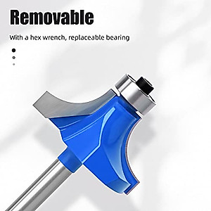 MEIGGTOOL 7Pcs 1/4"Inch Shanks Roundover Edging Router Bit Set,Round Radius: 1/2",3/8",5/16",1/4",7/32",3/16",1/8"