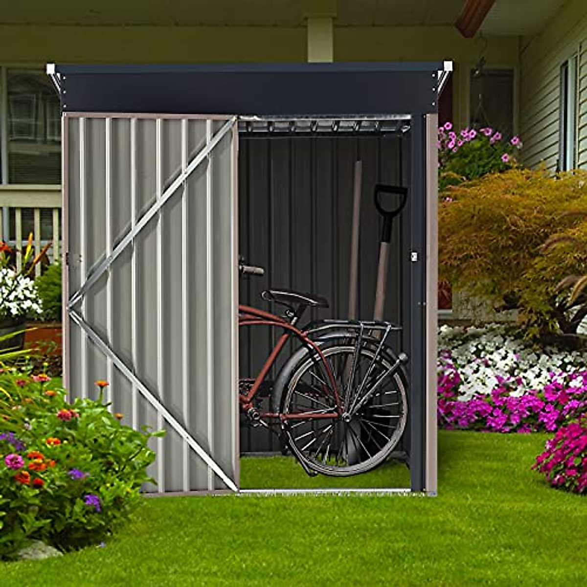U-MAX 5.2 × 3.2 FT Outdoor Storage Shed, Backyard Sheds & Outdoor Storage, Garden Metal Shed for Tools, Furniture Storage
