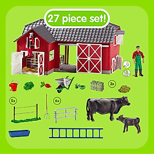 Schleich Farm World, Toys for Boys and Girls Ages 3-8, 27-Piece Playset, Large Toy Barn with Farm Accessories