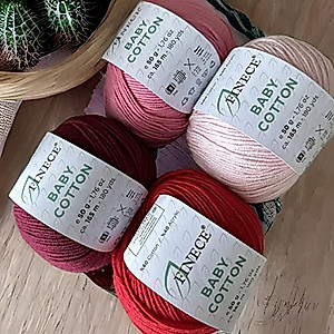 FINECE Baby Cotton, 60% Cotton 40% Acrylic Yarn, Fine (2) for Crochet and Knitting 2 x 1.76 Oz (2 x 50g) / 2 x 180 Yrds (2 x 165m), Soft Yarn, Amigurumi Yarn (2 Skeins, 3038 - Navy Blue)