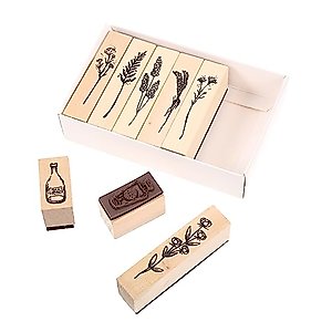 COHEALI 1 Set Seal Letter Decor Stampers for Antique Decor Flower Plant Stamp Stamper Plant Vase Wooden Seal DIY Seal Diary Stamp Retro Vase Stamp Mini Botanical Pattern