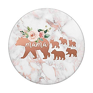 Mama Bear Five Cubs Blush Pink Marble Watercolor Floral PopSockets PopGrip: Swappable Grip for Phones & Tablets