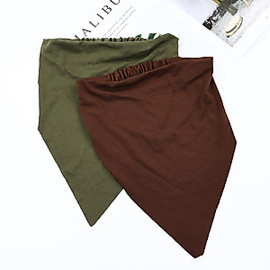 Lawie 9 Pack Solid Large Cotton Triangle Head Scarf Elastic Hair Bandana Headbands Plain Silk Head Coverings Neck Scarves Wraps Blank Headscarf Kerchief Bulk for Women