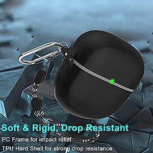 [Upgrade Lock] Bose QuietComfort Earbuds II Case 2022, Shock-Absorbing Protective Armor Cover for New Bose QuietComfort Earbuds 2 Accessories, TPU Hard Shell with Carabiner & Lanyard (Black)