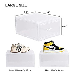 Shoe Boxes Clear Plastic - Stackable Sneaker Shoe Container Drop-front Shoe Display Case for Closets, Entryway Shoe Rack, Clothing Rack, Bed, Easy Assembly (3PCS) (White)