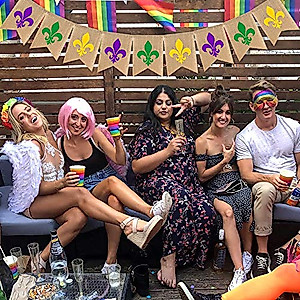 SWYOUN Burlap Mardi Gras Banner New Orleans Party Mantel Fireplace Garland Decoration Supplies