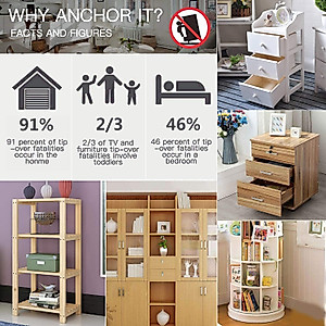 Furniture Straps 10 Packs Anti-Tip Furniture Wall Anchor Straps for Baby Proofing Cabinet Anchors Protect Toddler and Pet from Falling Furniture Adjustable Child Pet Secure Straps Earthquake Resistant