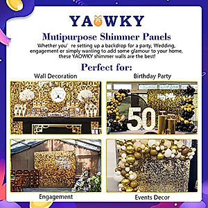 Gold Shimmer Wall Backdrop,24 Pcs Square Sequin Wall Panels Birthday Wedding Backdrop Bachelorette Party Decoration, Wall Decor for Christmas Photo Backdrops Anniversary Engagement Graduation