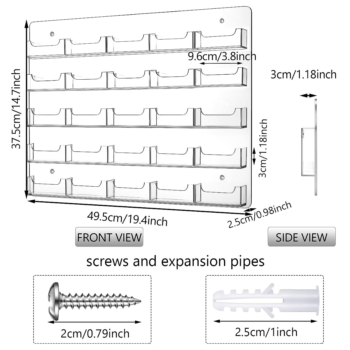 Lincia Acrylic Business Card Holder Wall Mount Clear Sticker Display Rack Multiple Card Holders Clear Acrylic Card Organizing Sticker Display Stand Pre Drilled Acrylic Display (25 Pocket)