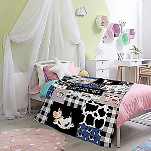 Farm Cow ​Blanket Cow Print Blanket Farm Animal Cow Blanket Cow Decor Soft Throw Blankets Lightweight Warm Flannel Fleece Blanket for Kids Adults for Bed Sofa Travel Couch 50"X40"