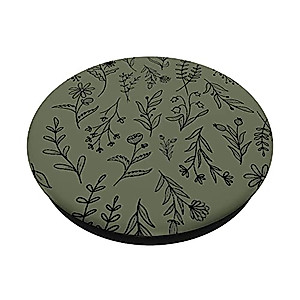 Olive Green Wildflower Floral Flower Pattern PopSockets Swappable PopGrip
