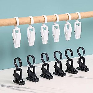 Laundry Hooks Clip,6 Pack Home Travel Hat Clips,ZAAWUUT Rotating Hanging Clothespin for Bathroom Wardrobe Office (Black)